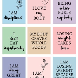 Affirmation Cards for Weight Loss, Fitness Affirmation Cards Printable ...