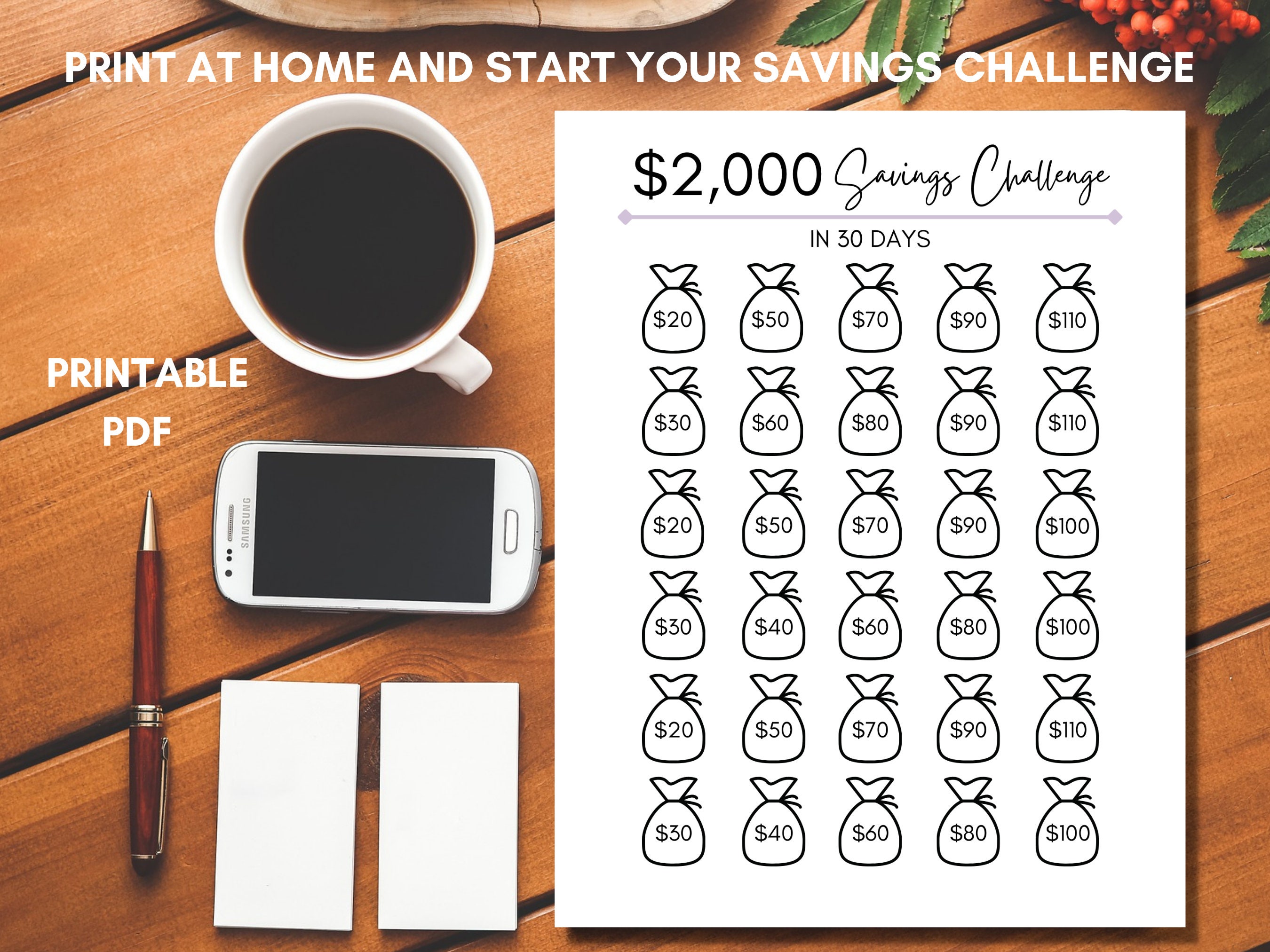 2000 Money Saving Challenge Save 2000 in 30 Days 2000 - Etsy