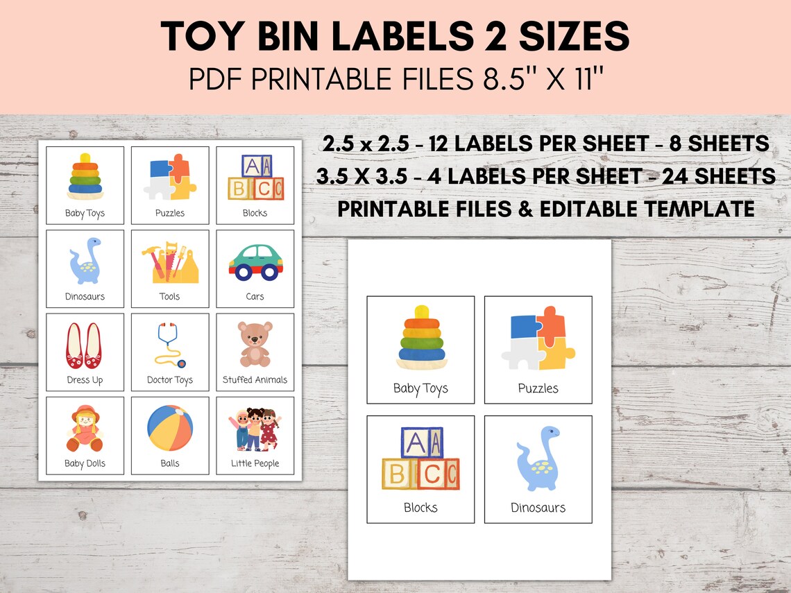 Toy Bin Labels, EDITABLE & PRINTABLE Toy Bin Storage Labels, Visual ...