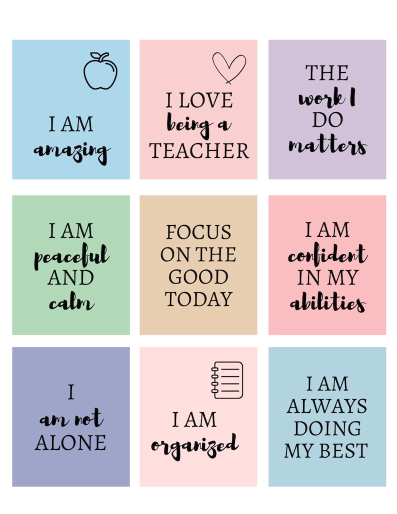 Teacher Affirmation Cards, Positive Words of Encouragement for Teachers ...