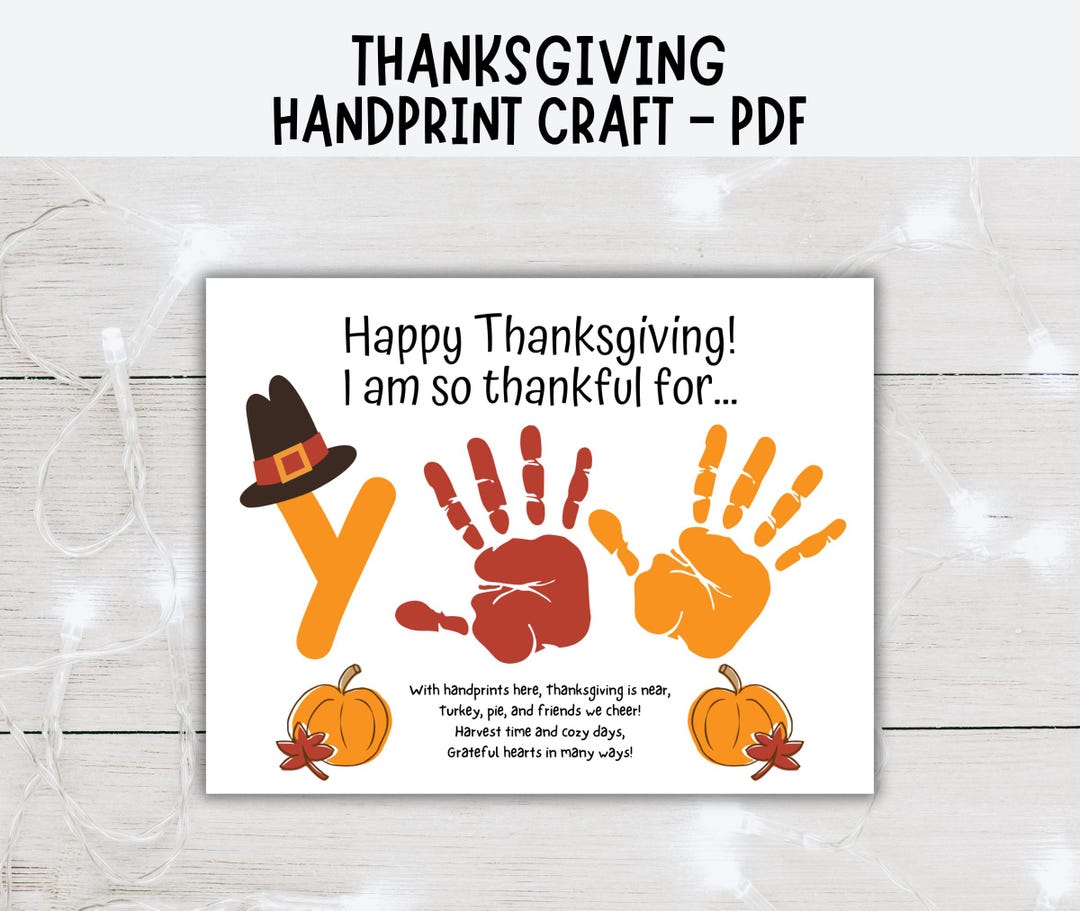 Thanksgiving Handprint Craft, Happy Thanksgiving Handprint Art, Autumn ...