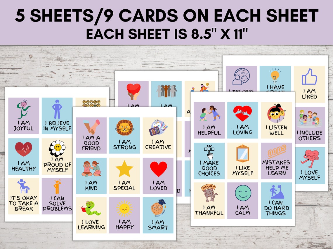 Affirmation Cards for Kids Printable Daily 45 Motivational - Etsy