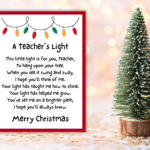 A Teacher's Light Card Tag in 3 Sizes, Christmas Tags, Printable Card ...