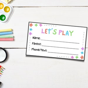 Playdate Cards, Printable Playdate Cards for Kids, Play Date Calling ...
