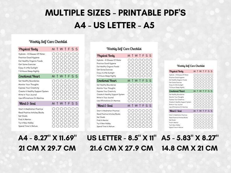 Self Care Checklist Printable BUNDLE Self Care Planner Habit - Etsy