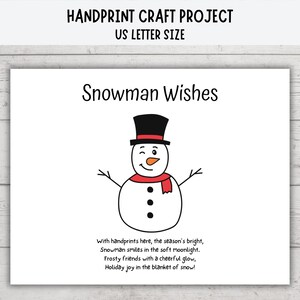 Snowman Handprint Craft, Winter Handprint Template, Merry Christmas ...