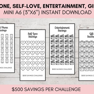 Savings Challenge Printable, A6 Savings Challenge Bundle, A6 Sized Mini ...