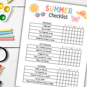 Editable Summer Checklist for Kids, Summer Child Checklist, Kids Chore ...