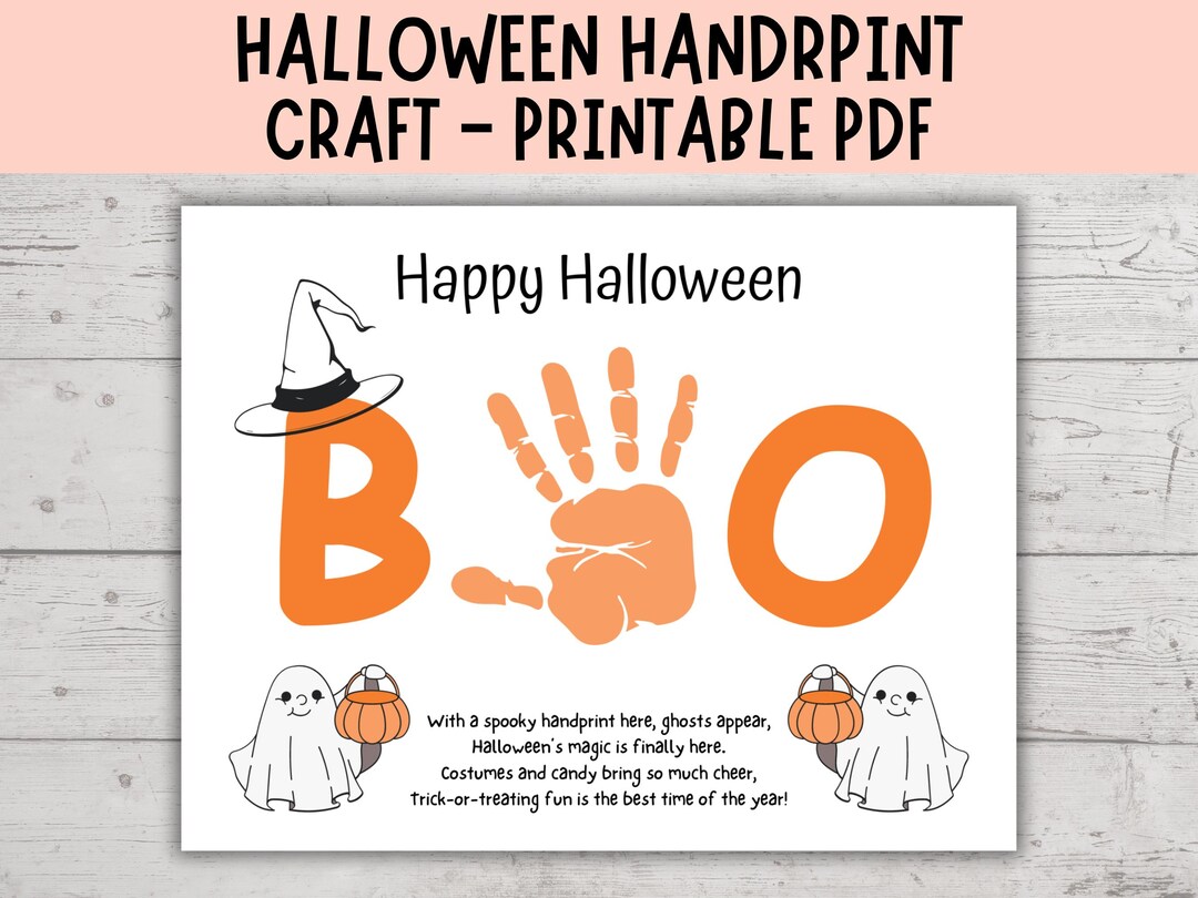 Halloween Handprint Craft, BOO, Happy Halloween Handprint Art, Autumn ...