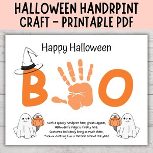 Halloween Handprint Craft, BOO, Happy Halloween Handprint Art, Autumn ...