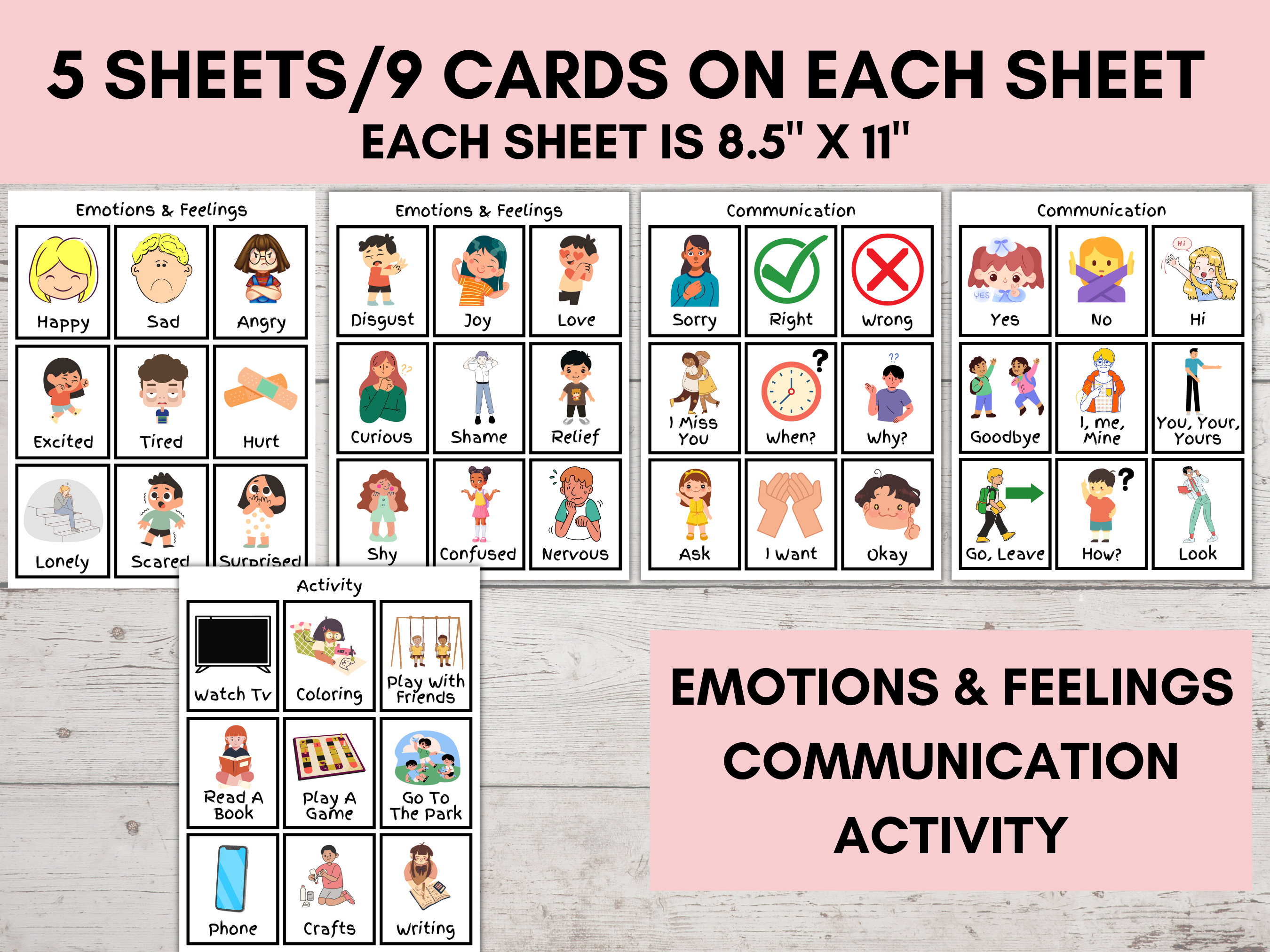 Nonverbal Communication Cards, Visual Board, Flash Cards Special Needs ...