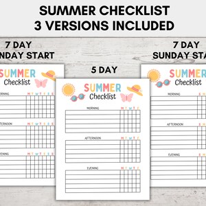 Editable Summer Checklist for Kids, Summer Child Checklist, Kids Chore ...