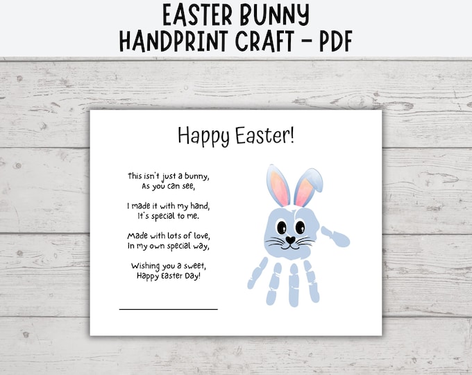 Easter HANDPRINT ART Printable Hoppy Easter Bunny Handprint Crafts Kids ...