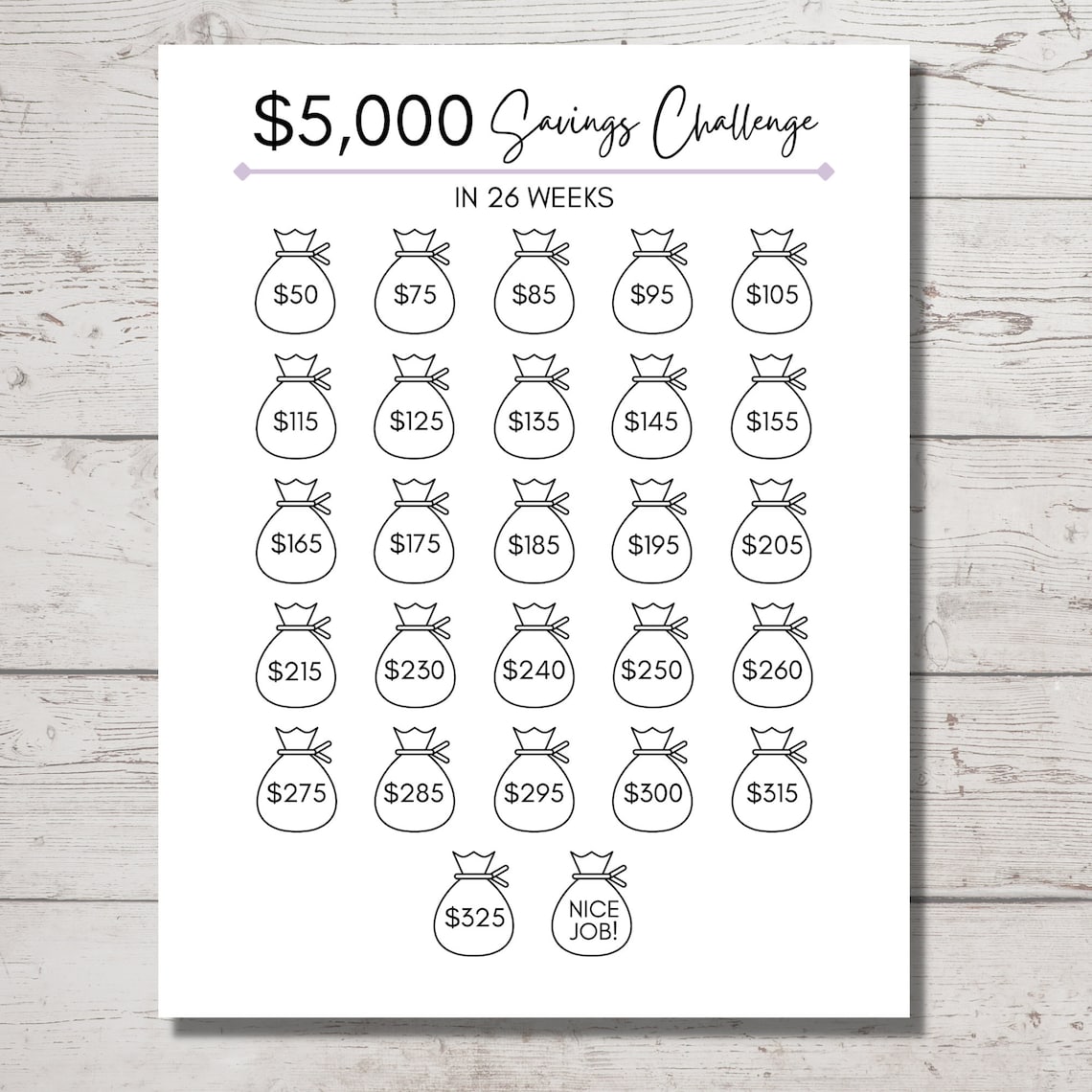 5,000 Money Saving Challenge, 5000 Savings Tracker, Money Saving ...