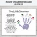 Five Little Snowmen Handprint Craft, Snowmen Handprint Art, Christmas ...