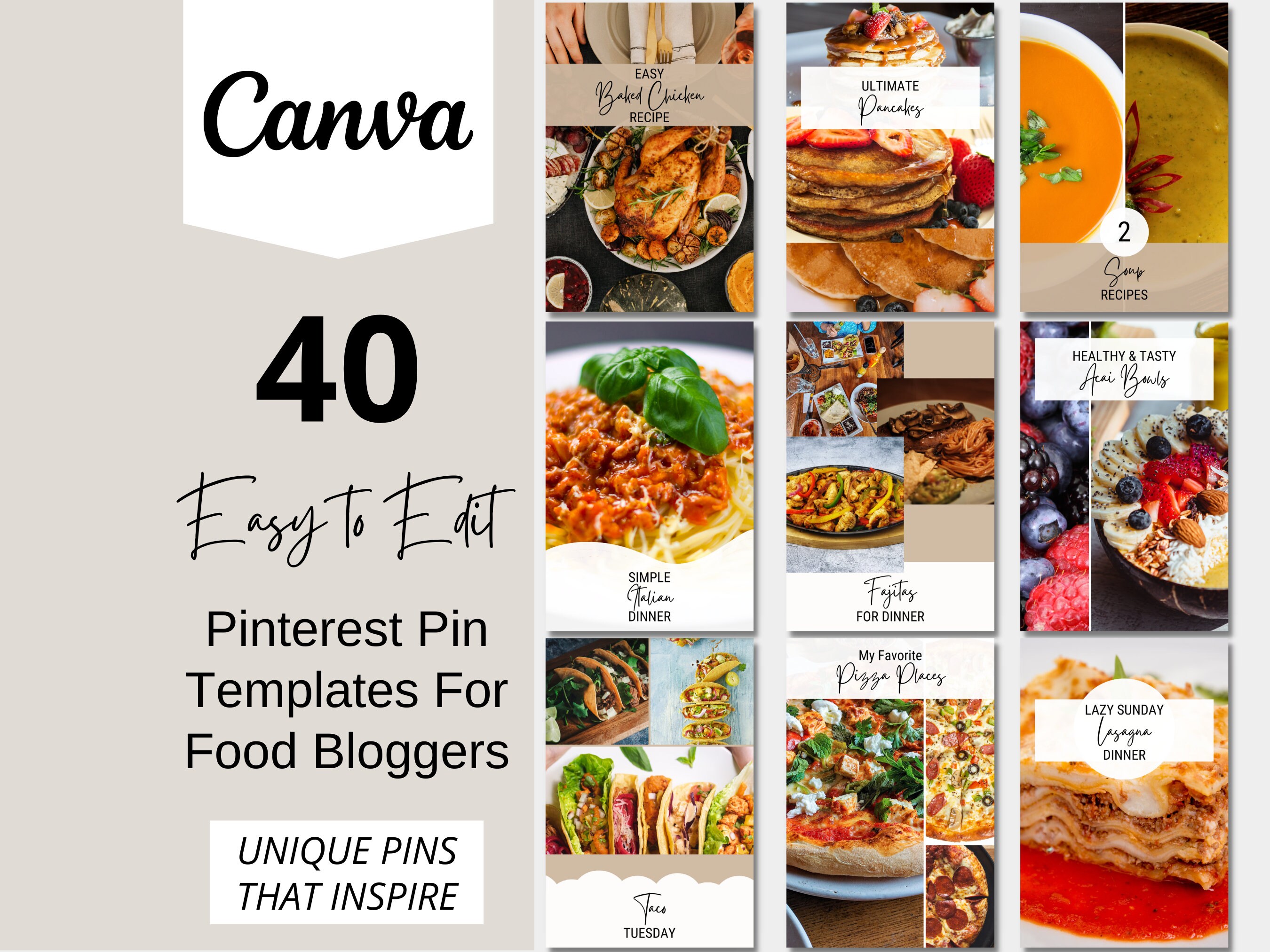 Pinterest Templates Food, Food Blogger Pinterest Pins, Food Blog ...
