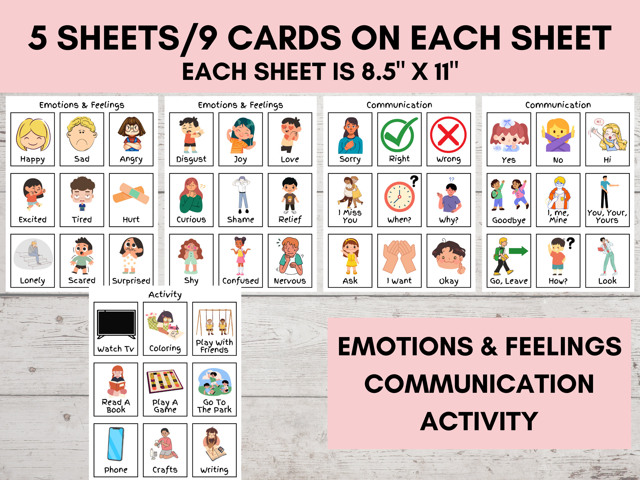 Nonverbal Communication Cards, Visual Board, Flash Cards Special Needs ...