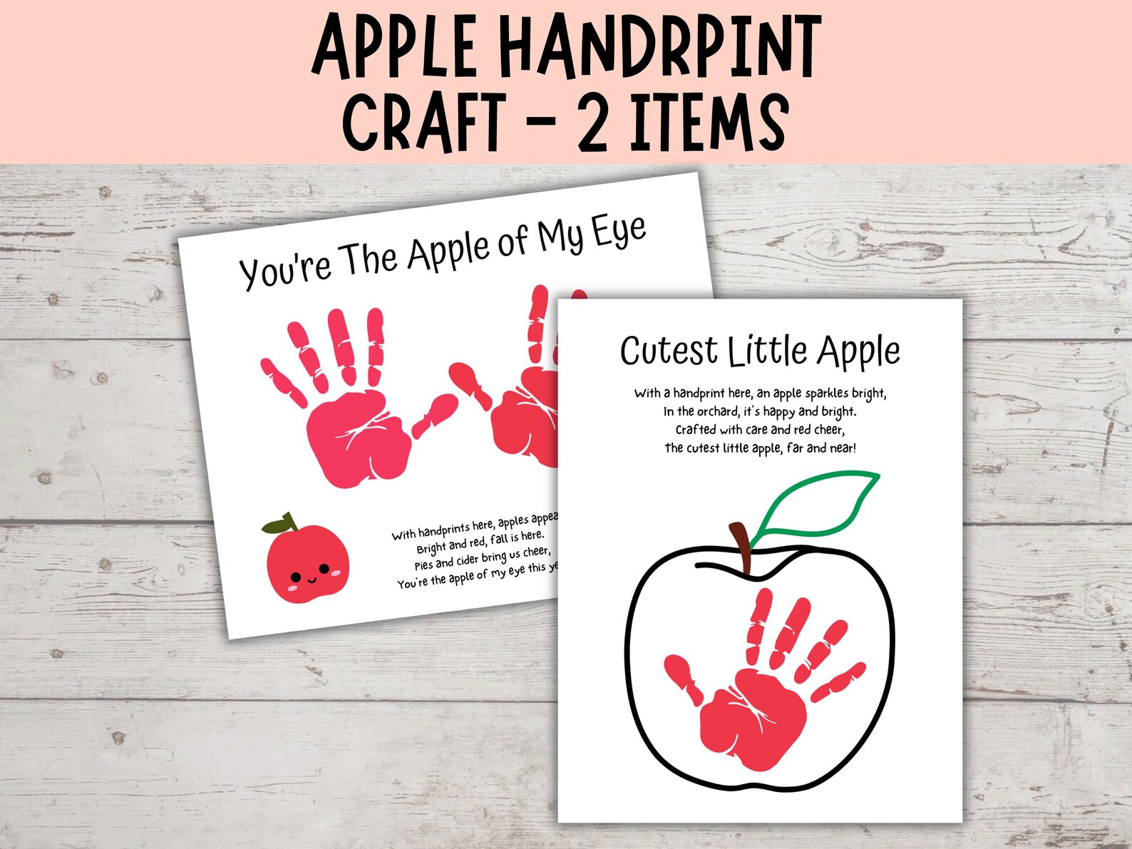 Apple Handprint Craft, Bundle Fall Handprint Craft, Cutest Little Apple ...