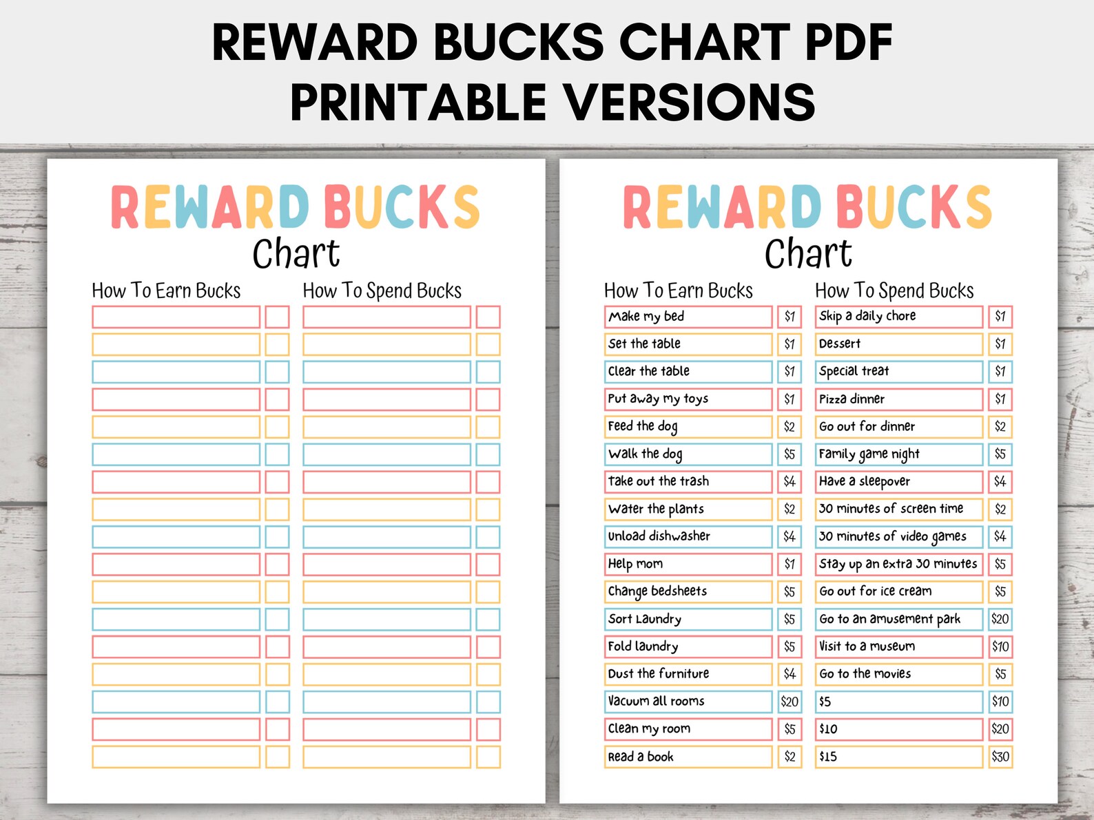 Reward Bucks for Kids, Reward Bucks Printable, Reward Chart, Good ...