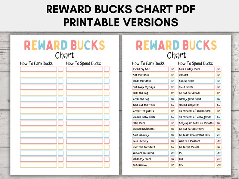Reward Bucks for Kids, Reward Bucks Printable, Reward Chart, Good ...