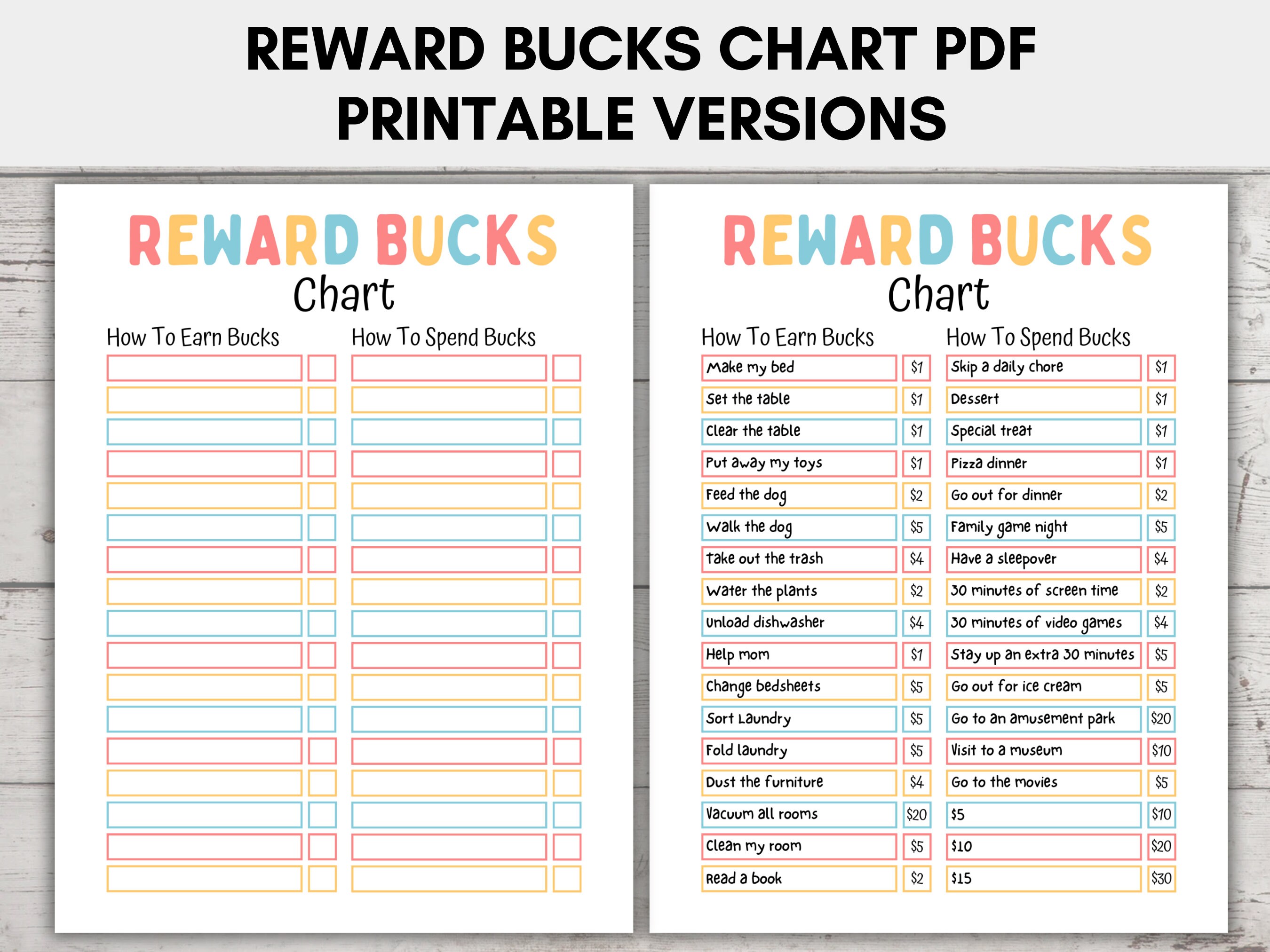 Reward Bucks for Kids, Reward Bucks Printable, Reward Chart, Good ...