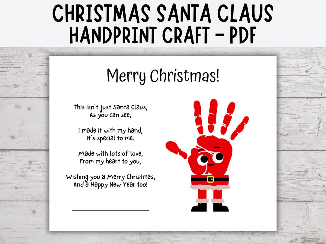 Christmas Handprint Craft, Santa Claus Handprint Template, Merry ...