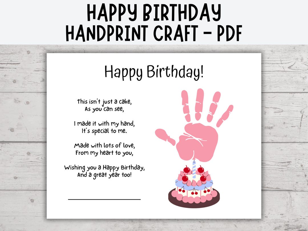 Happy Birthday Handprint Craft, Handprint Gift From Child to Parent ...