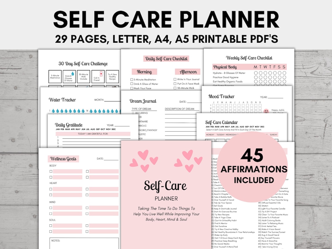 Daily Self Care Planner, Self Reflection, Sleep Mood Routine Tracker ...