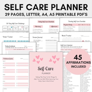 Daily Self Care Planner, Self Reflection, Sleep Mood Routine Tracker ...