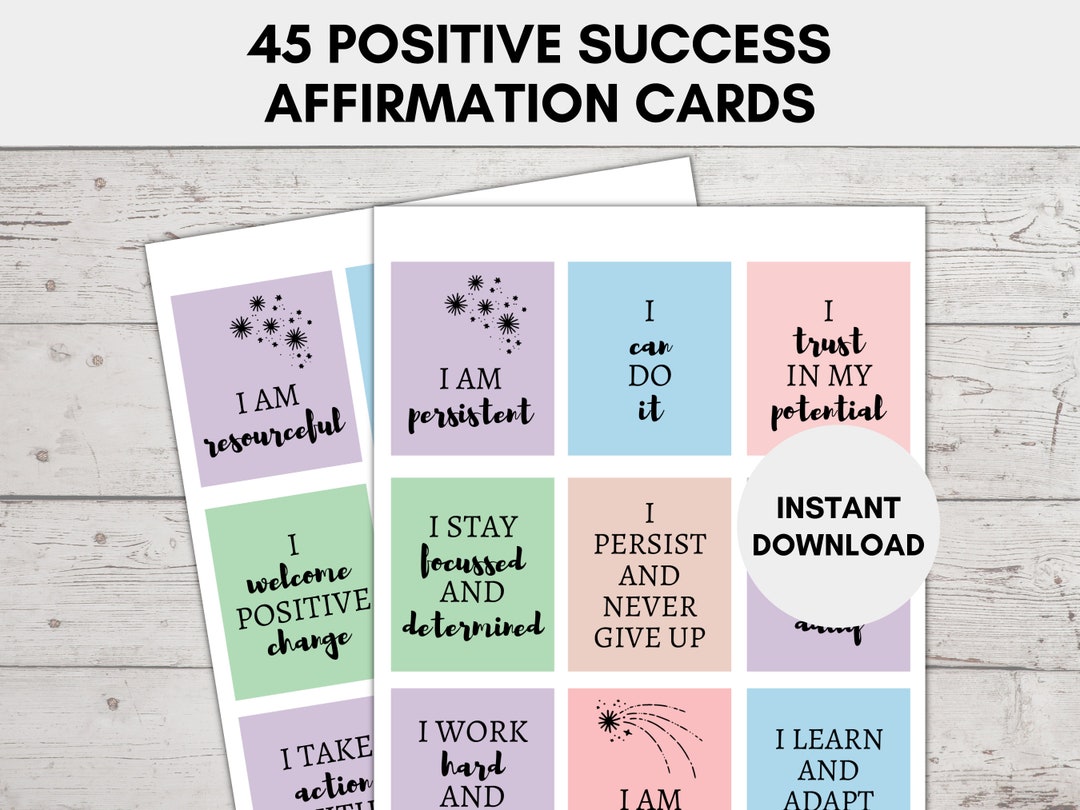 Positive Affirmation Cards Printable, Daily Affirmations for Success ...