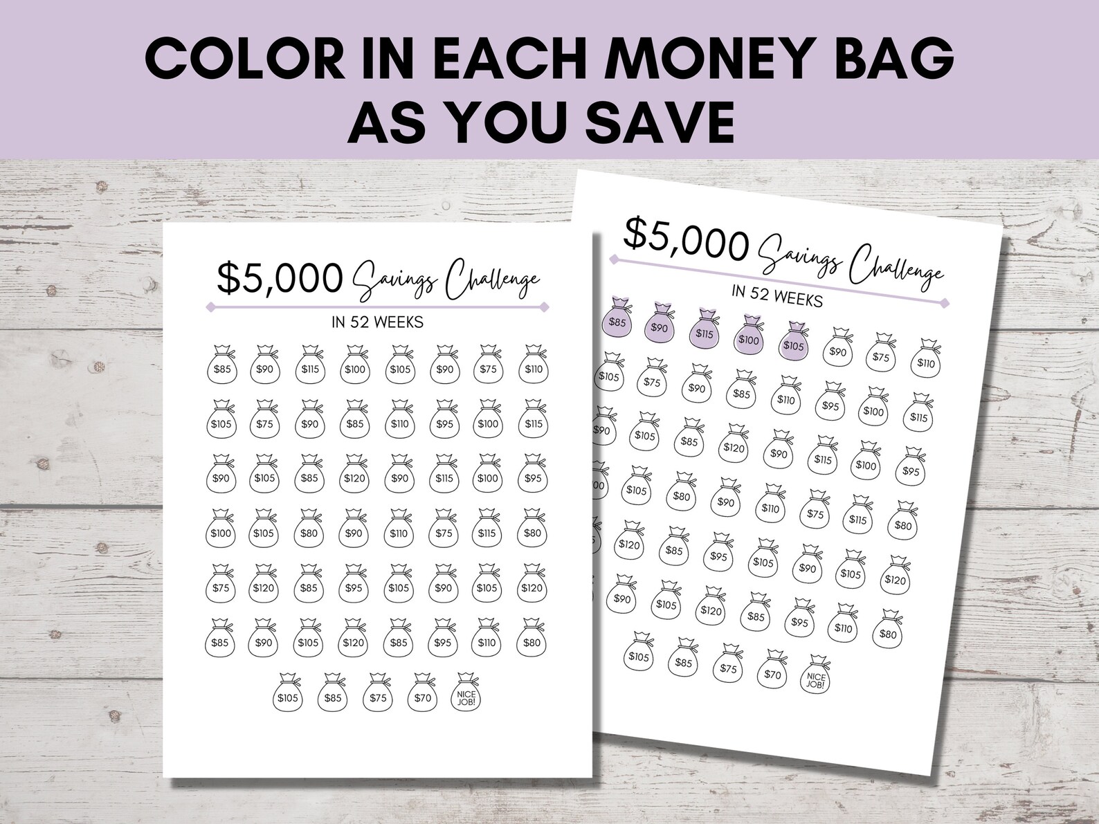 5,000 Savings Challenge 52 Weeks, 5000 Savings Tracker, Finance Tracker ...