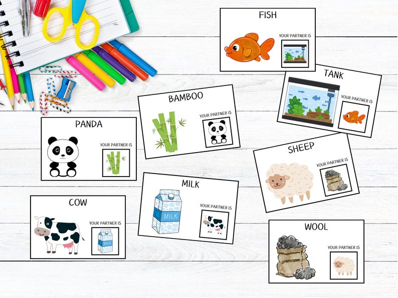 Partner Pairing Cards, Animals Pairing Cards, Classroom Partner Cards ...