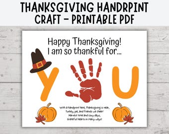 Thanksgiving Handprint Craft, Happy Thanksgiving Handprint Art, Autumn ...