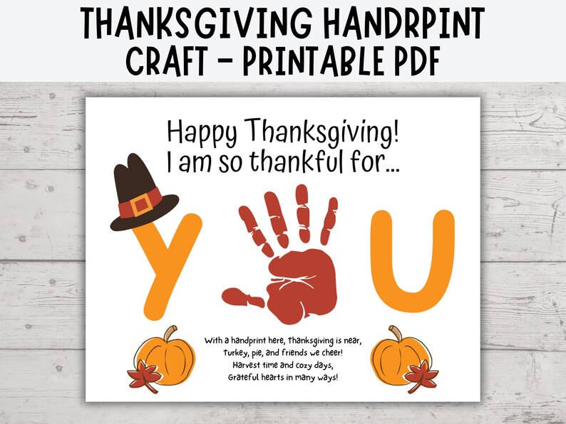 Thanksgiving Handprint Craft, Happy Thanksgiving Handprint Art, Autumn ...