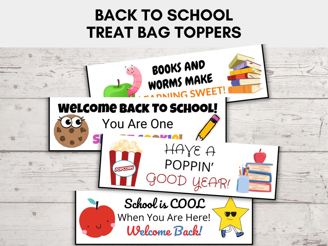 Back to School Treat Bag Topper, First Day of School Cookie Topper ...