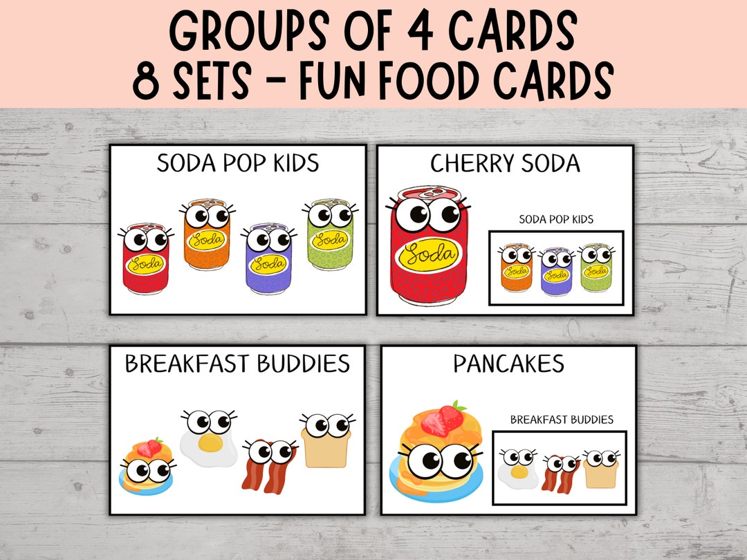 Groups of 4 Pairing Cards, Classroom Management, Food Pairing Cards ...