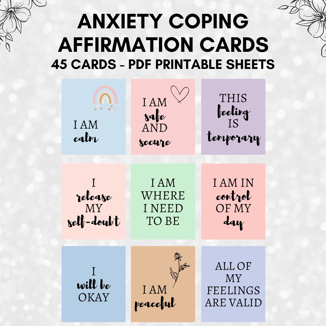 Anxiety Coping Cards Affirmation Cards Printable Anxiety - Etsy