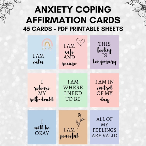 Anxiety Coping Cards Affirmation Cards Printable Anxiety - Etsy