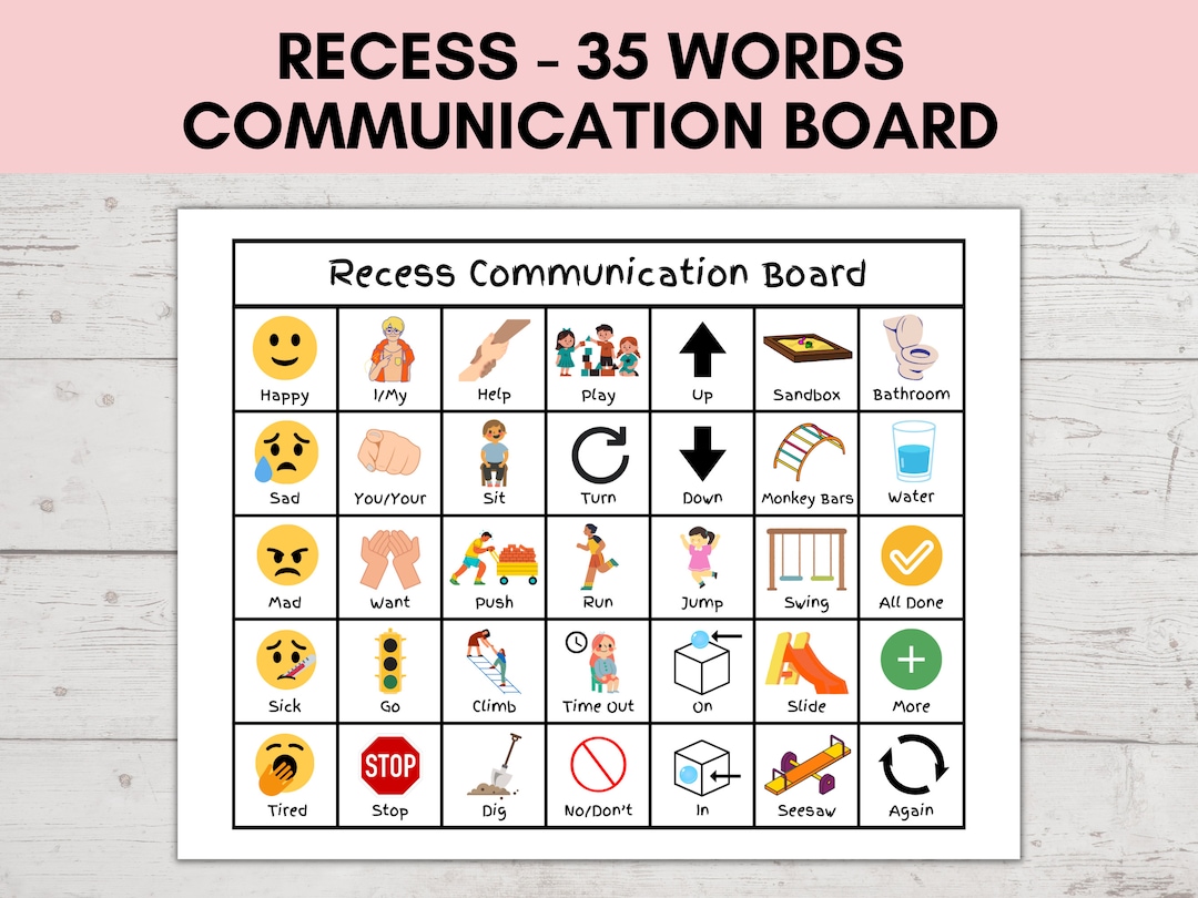 Non Verbal Communication Board, Recess Visual Board, 35 Messages ...
