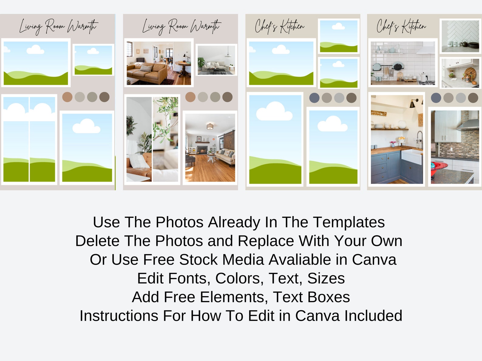 Mood Board Template for Canva Pinterest, Pinterest Mood Board Template ...