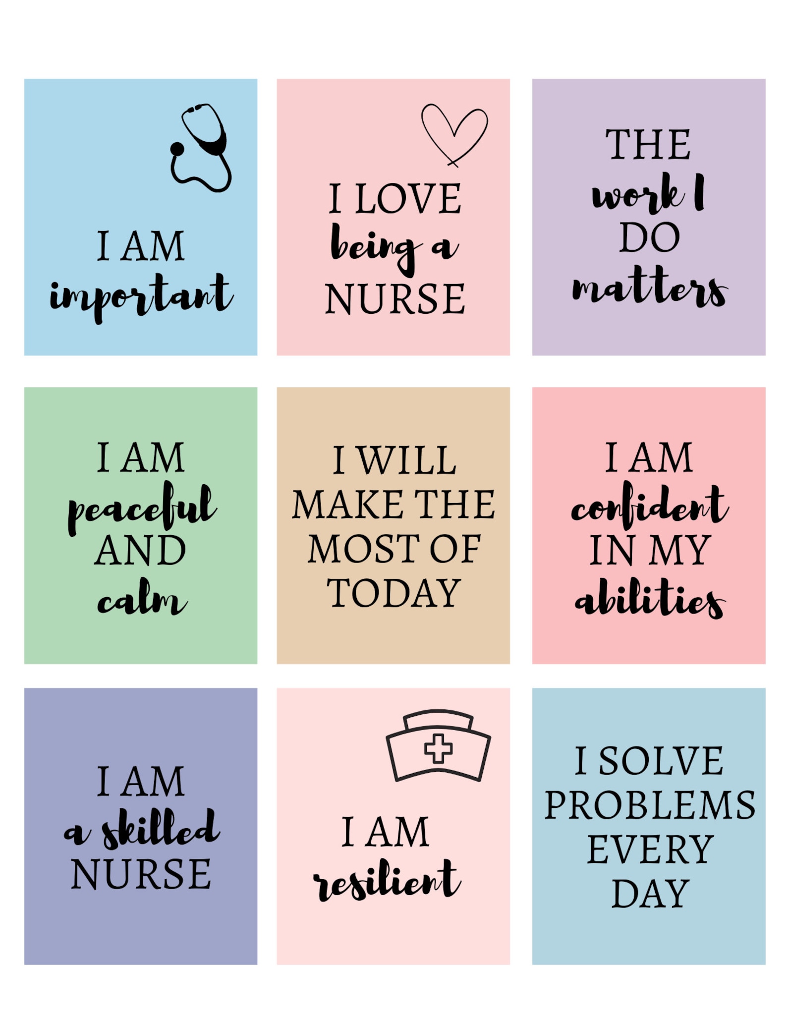 Nurse Affirmation Cards, Positive Words of Encouragement for Nurses ...