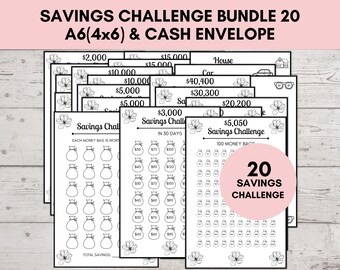 Savings Challenge Printable A6, Savings Challenge Bundle, A6 Sized Mini ...