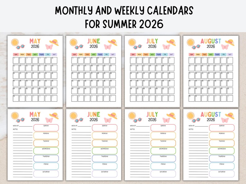 Summer Planner 2026 for Kids Printable, Editable Canva Template, Bucket ...