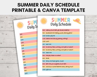 Summer Schedule Editable Template, Kids Summer Schedule Checklist ...