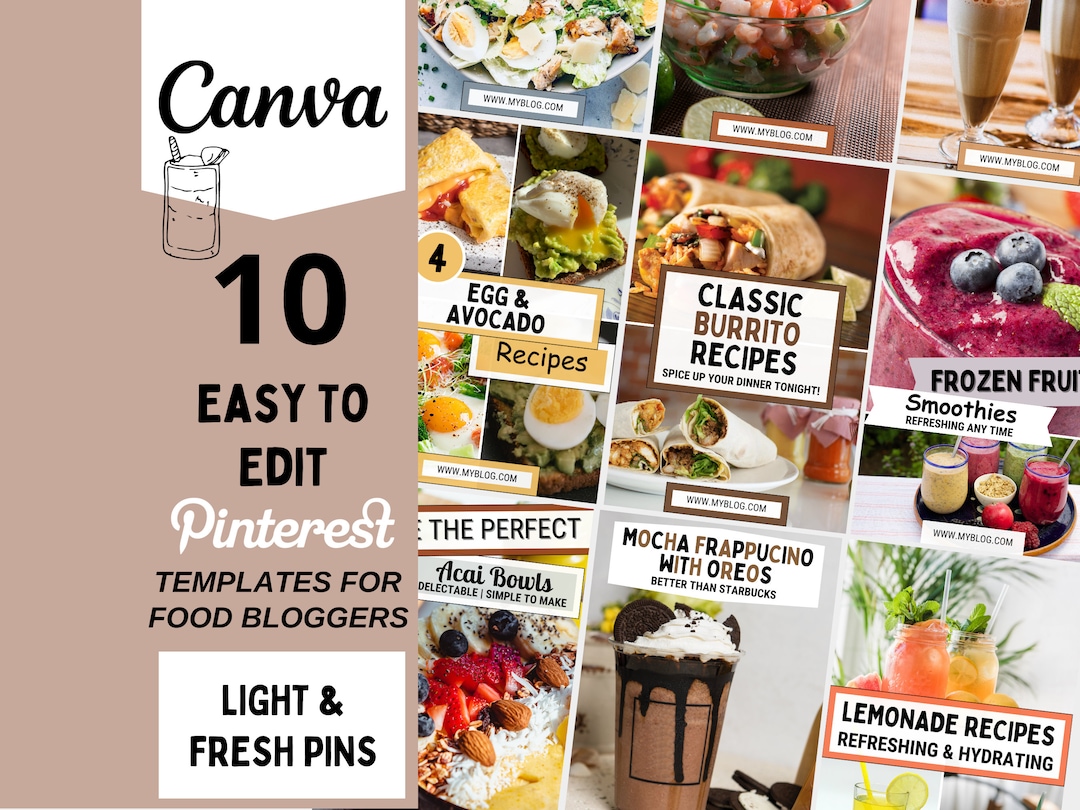 Pinterest Templates Food Blogger, Pinterest Pin Templates, Food Pins ...
