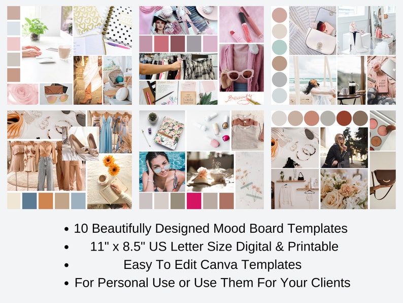 Mood Board Template, Editable Mood Board Canva, Inspiration Board, DIY ...