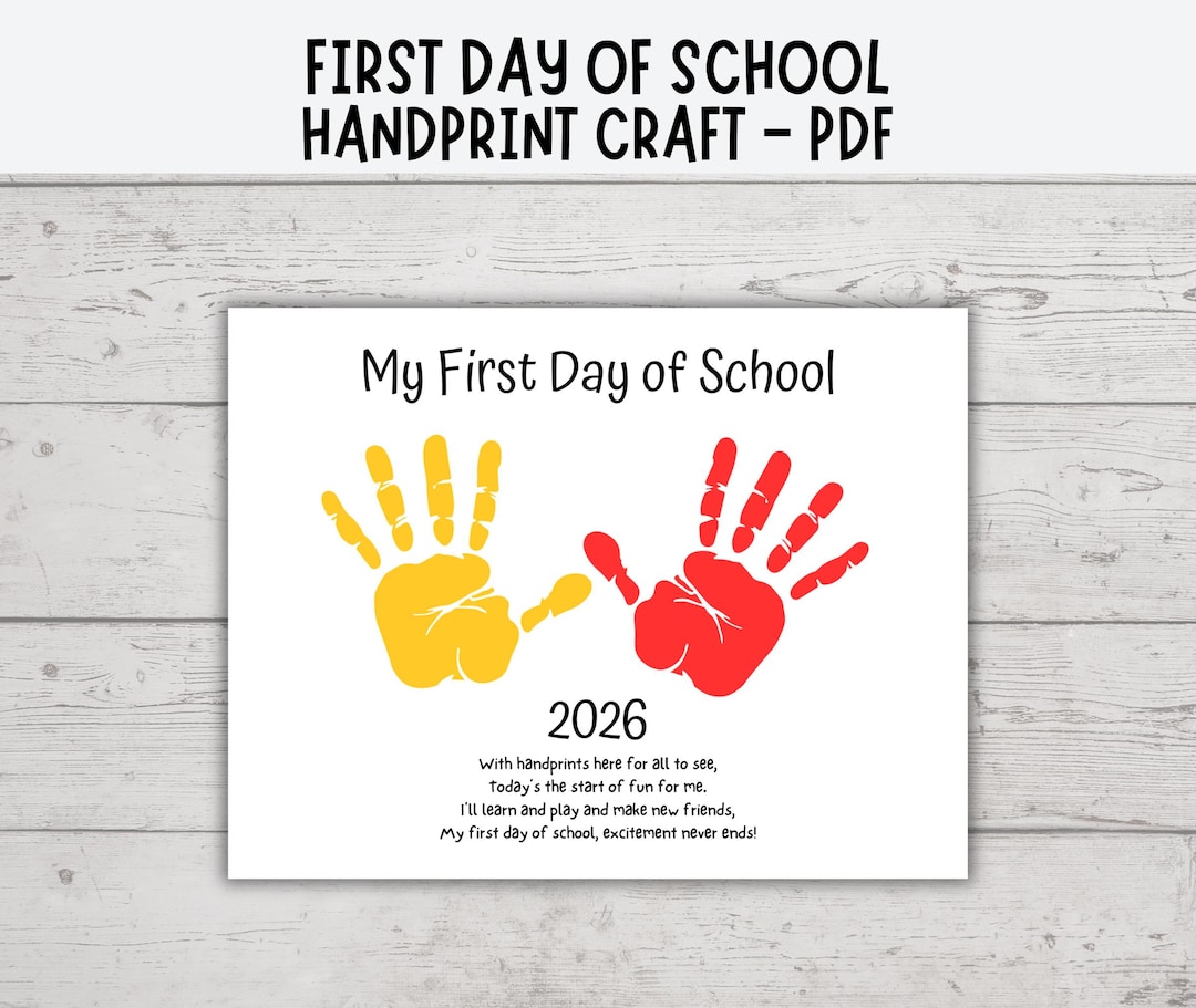First Day of School Handprint Craft, 2026, Back to School Handprint Art ...