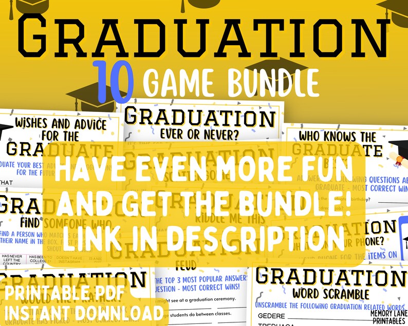 Graduation Games Bundle 5 Graduation Party Games Fun - Etsy