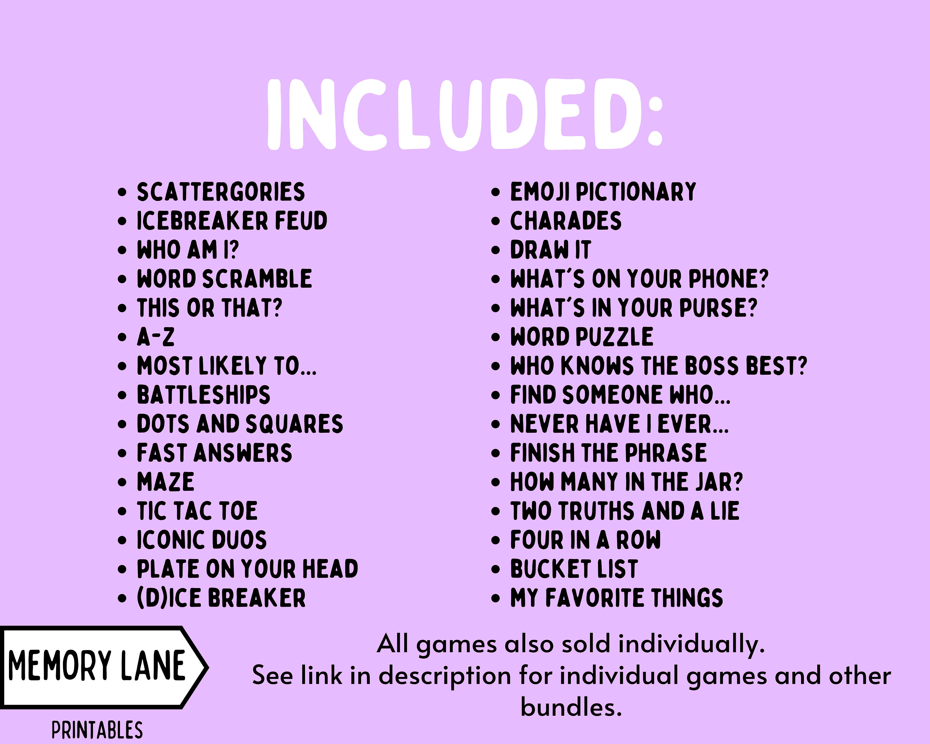 Icebreaker Games Bundle Group Activity Office Games Fun Printable Games ...