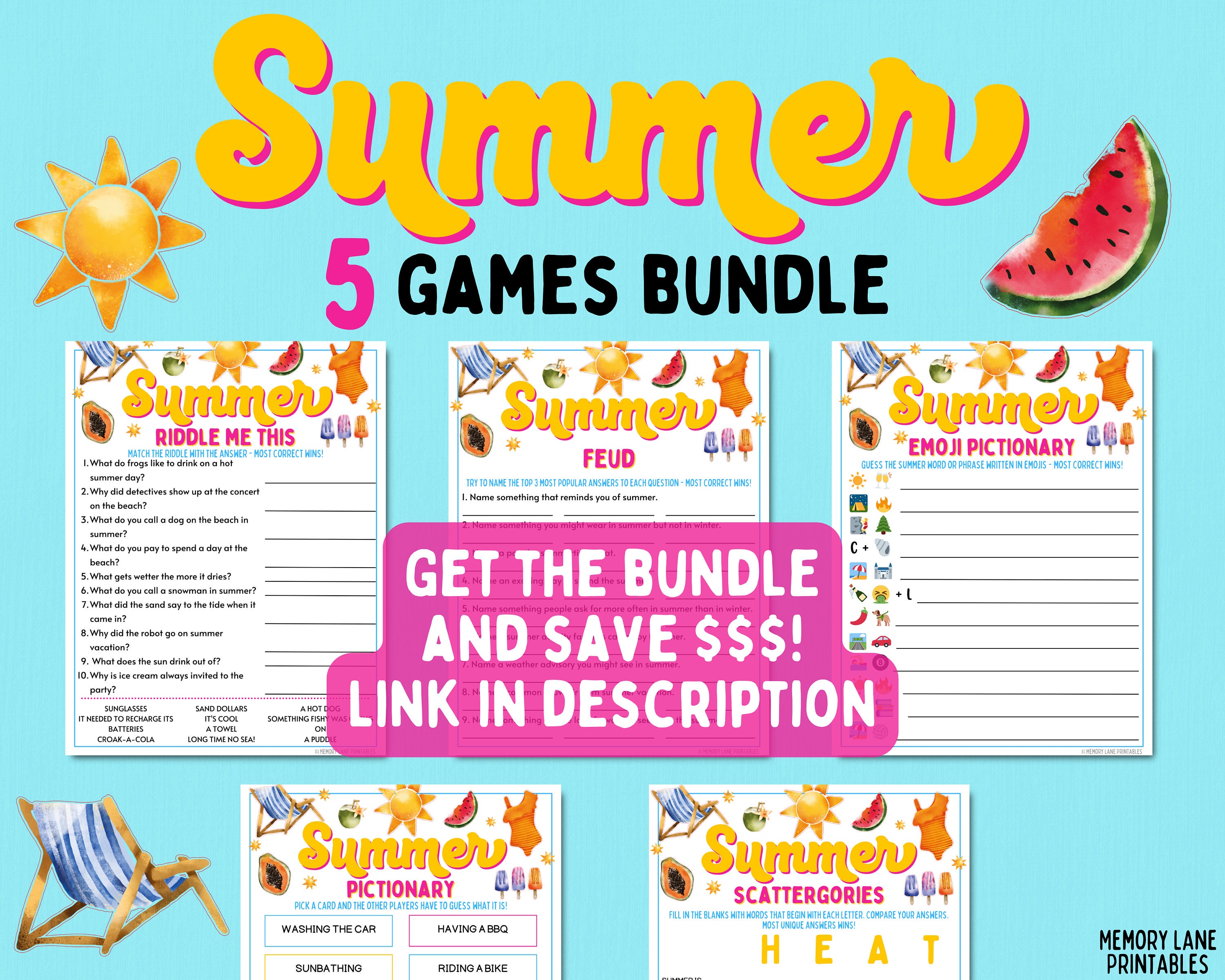 Summer Feud Game | Summer Party Game | Fun Printable Summertime Game ...
